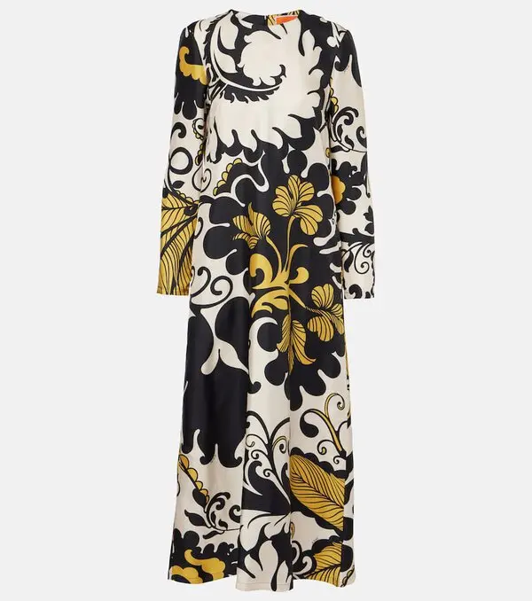 La DoubleJ Swing Printed Silk Twill Midi Dress - Multicoloured