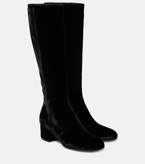 GIANVITO ROSSI Joelle 45 Velvet Knee-high Boots - Black