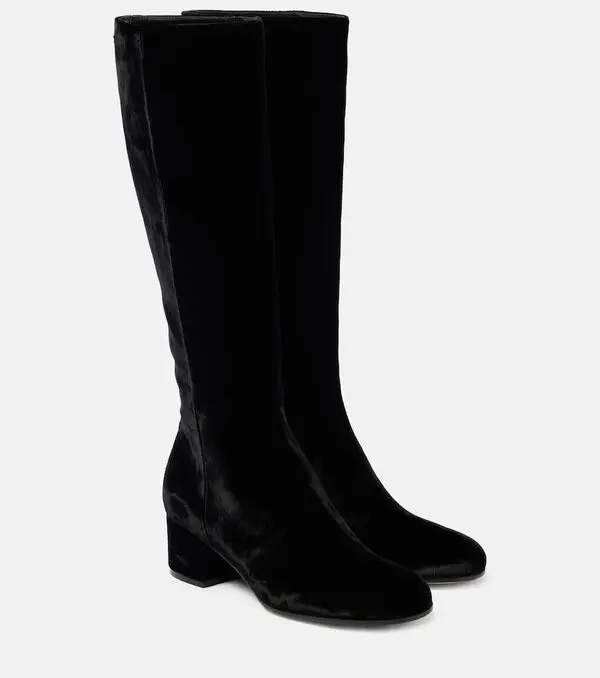 GIANVITO ROSSI Joelle 45 Velvet Knee-high Boots - Black