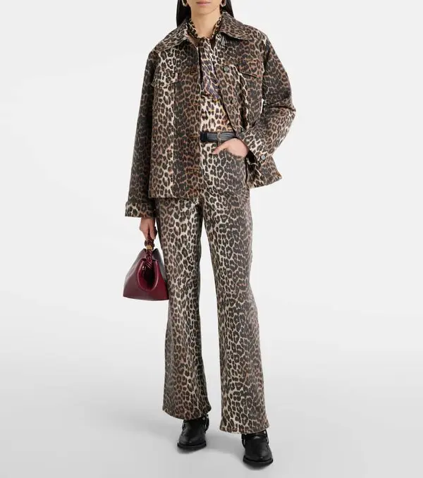 GANNI Leopard-print Halterneck Top - Brown