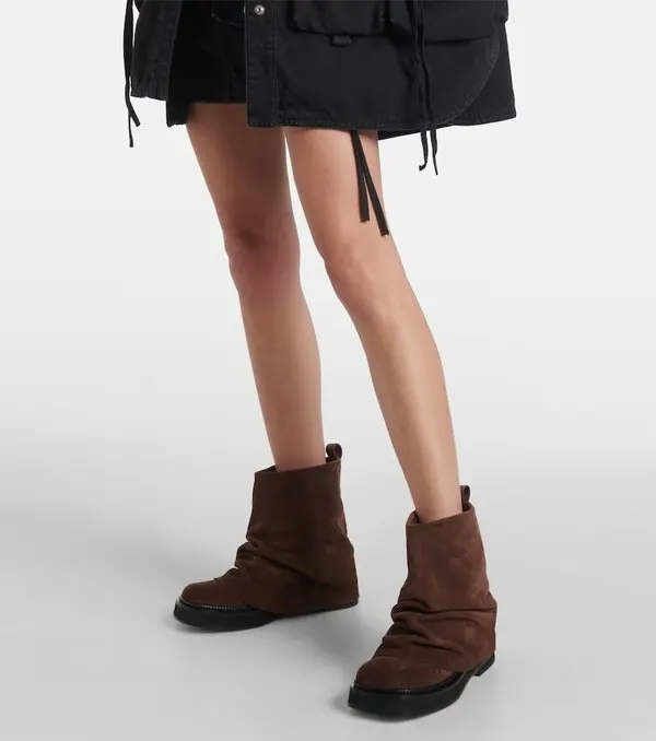 Attico Mini Robin Suede Ankle Boots - Brown