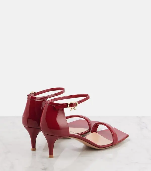 GIANVITO ROSSI Rhys 55 Patent Leather Sandals - Red
