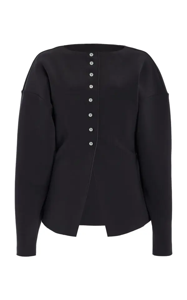 BIRROT Bonded Crepe Cardigan - Black
