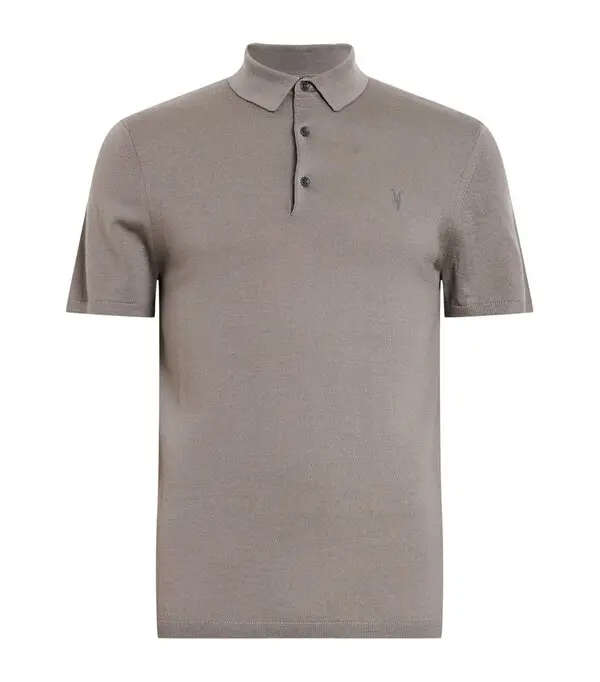 ALLSAINTS Merino Wool Mode Polo Shirt - Brown