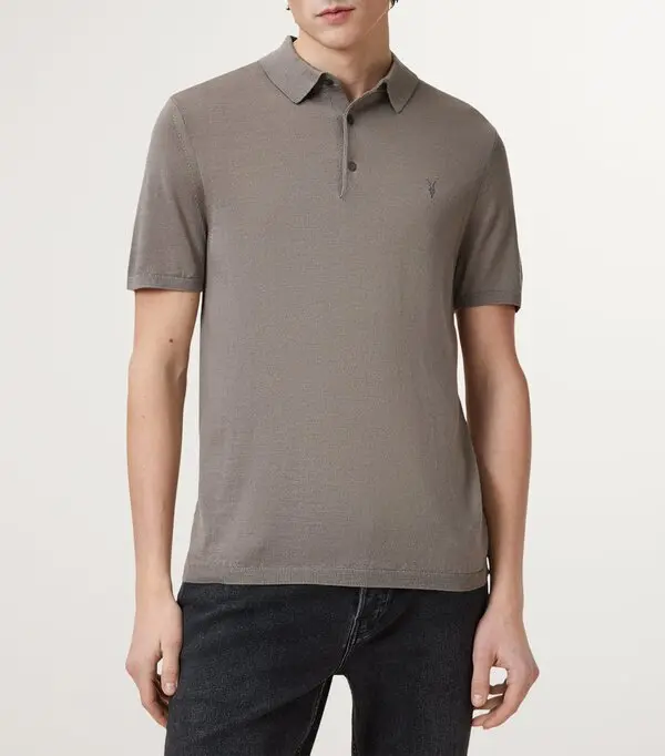 ALLSAINTS Merino Wool Mode Polo Shirt - Brown