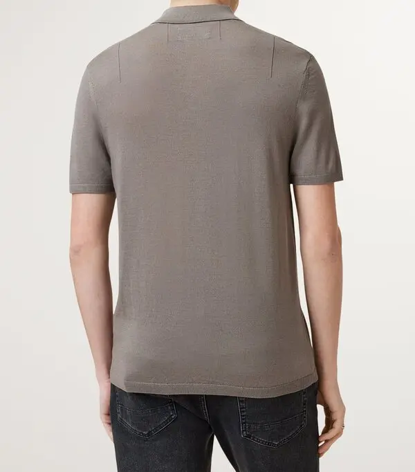 ALLSAINTS Merino Wool Mode Polo Shirt - Brown