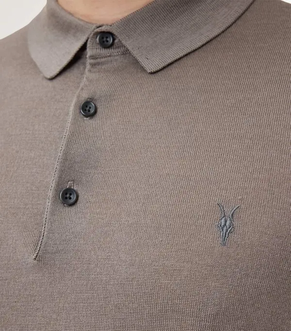 ALLSAINTS Merino Wool Mode Polo Shirt - Brown