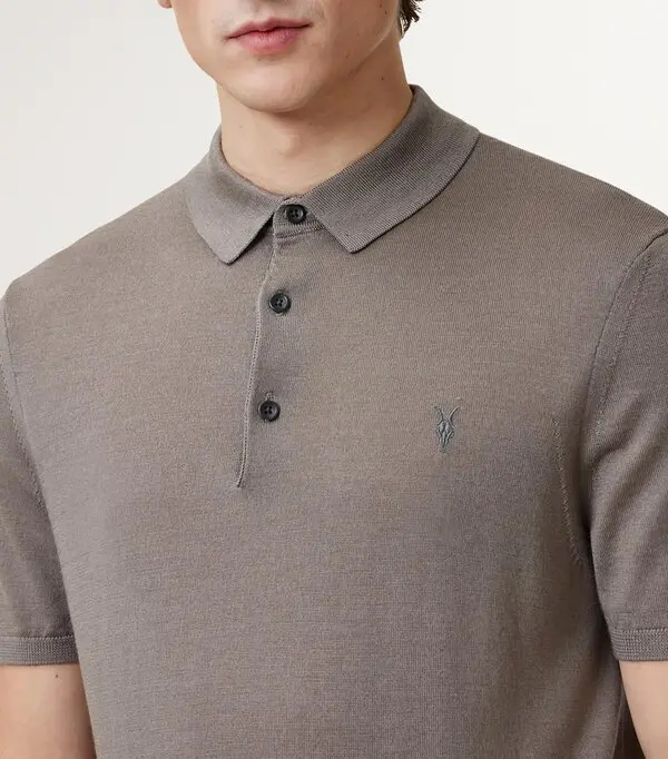 ALLSAINTS Merino Wool Mode Polo Shirt - Brown