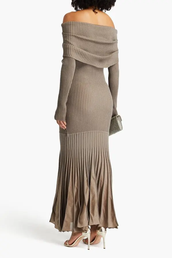 strapless open back dress Alexandra Off Shoulder Knit Maxi Dress