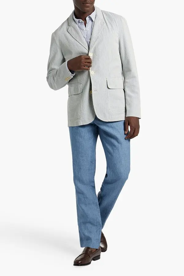 ALEX MILL Striped Cupro-seersucker Blazer