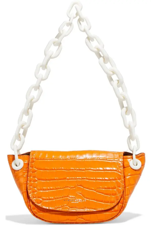 SIMONMILLER Bend Croc-effect Shoulder Bag