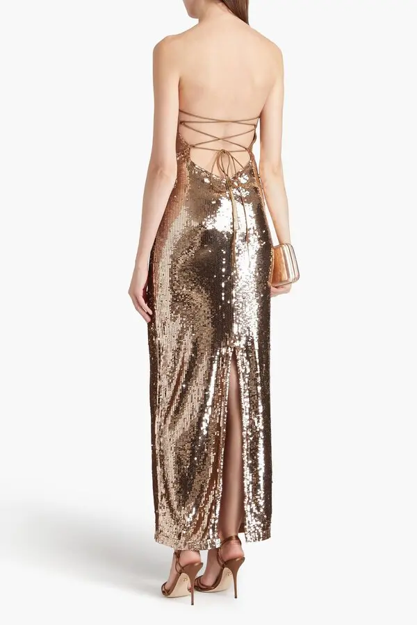 Strapless Sequined Maxi Dress
