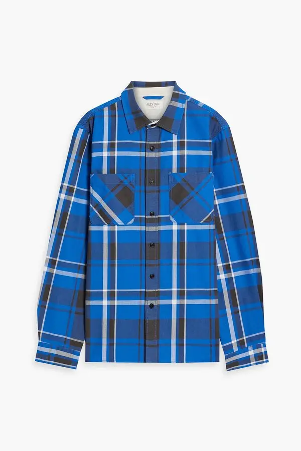 ALEX MILL Checked Cottontwill Shirt - Royal Blue