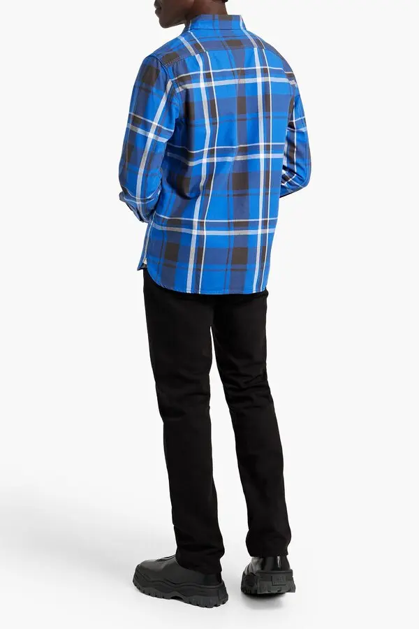 ALEX MILL Checked Cottontwill Shirt - Royal Blue