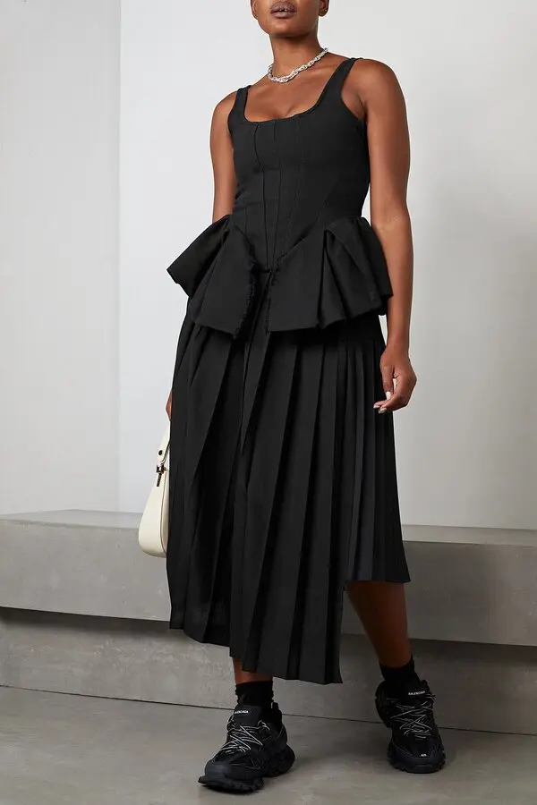 MARQUES' ALMEIDA Ruffled Denim Peplum Top