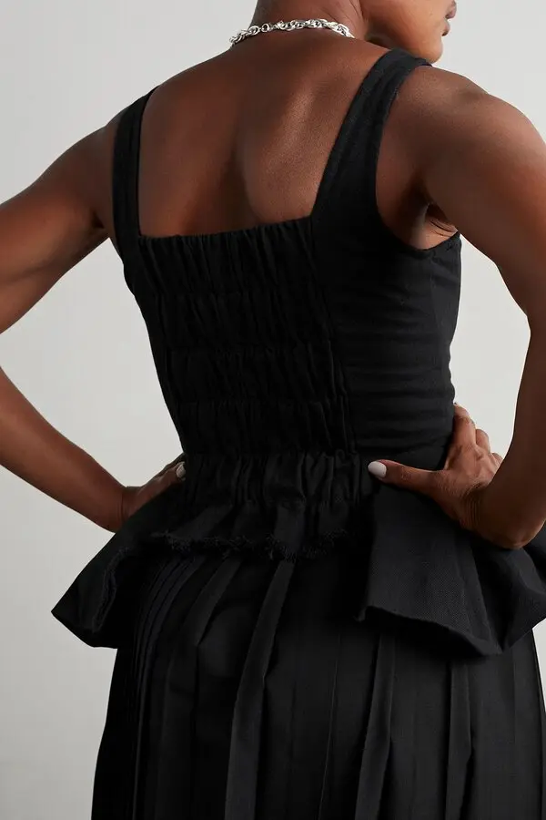 MARQUES' ALMEIDA Ruffled Denim Peplum Top