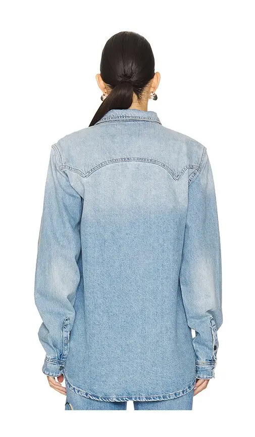 UNDERSTATED LEATHER Horsey Denim Shirt - Light Blue