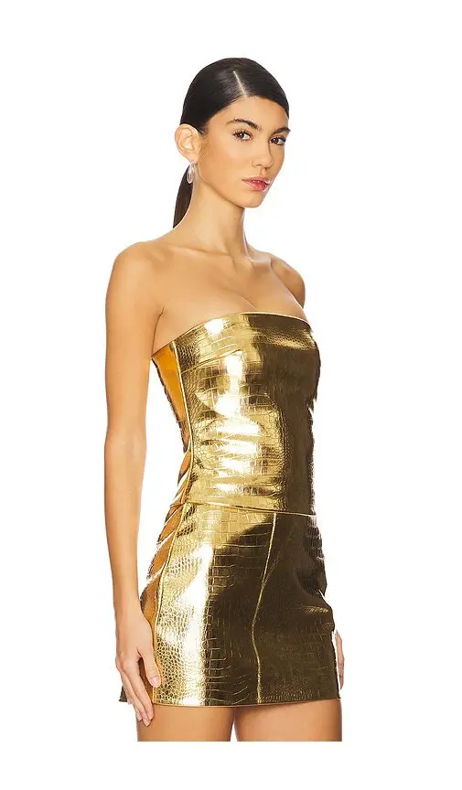 CULTNAKED Killa Bandeau Top Metallic Gold - Gold Croc