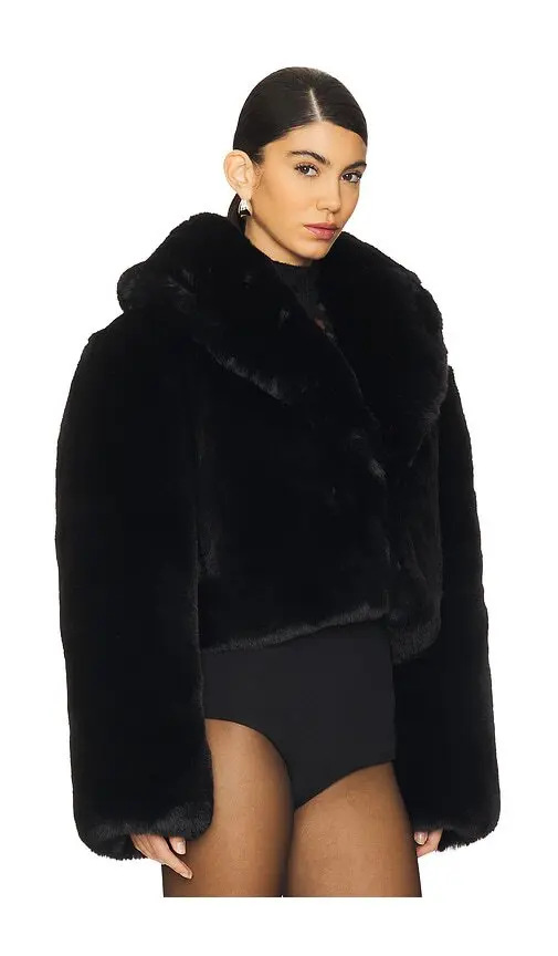 Nbd Cropped Faux Fur Jacket - Black