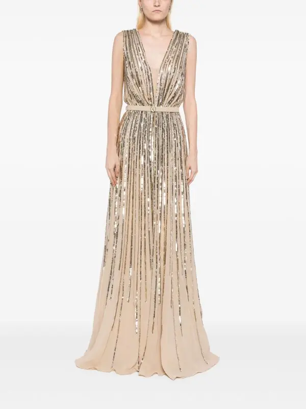 SAIID KOBEISY Sequin Long Dress - Neutrals