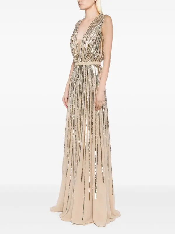 SAIID KOBEISY Sequin Long Dress - Neutrals