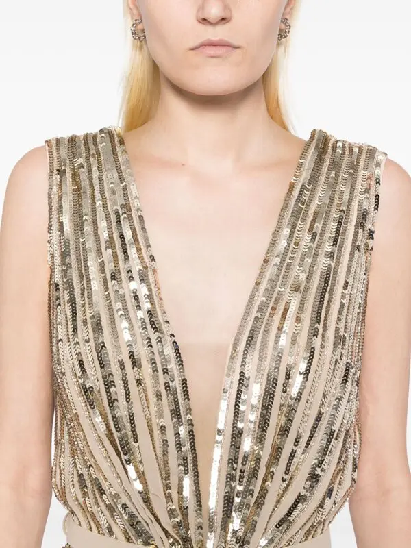 SAIID KOBEISY Sequin Long Dress - Neutrals