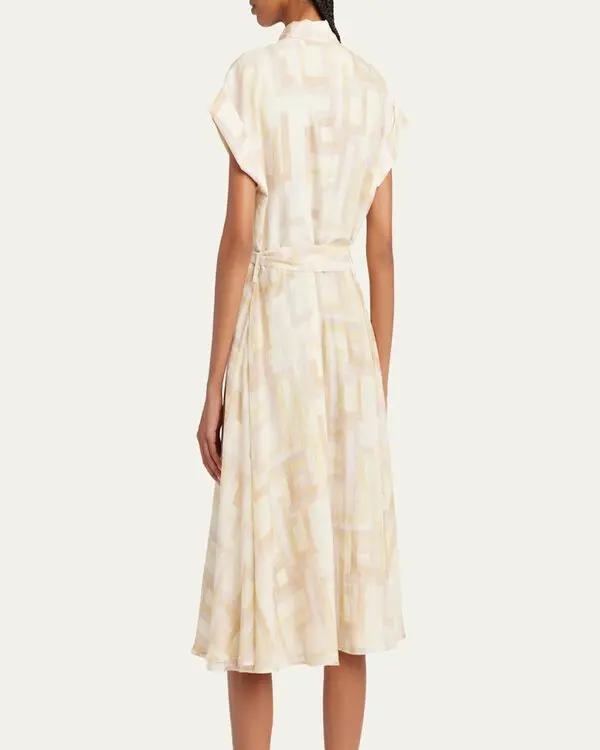 Kiton Abstract Printed Belted Dress