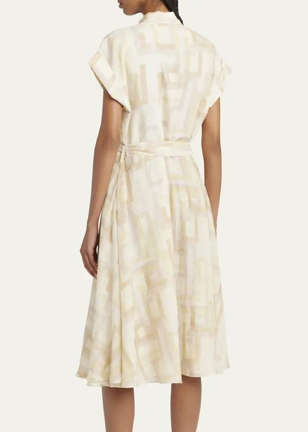 Kiton Abstract Printed Belted Dress