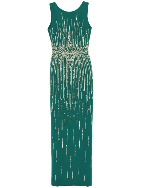 SAIID KOBEISY Crepe Beaded Gown