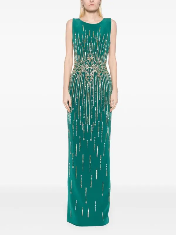 SAIID KOBEISY Crepe Beaded Gown