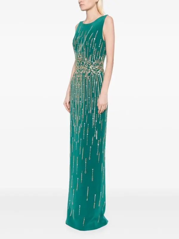 SAIID KOBEISY Crepe Beaded Gown