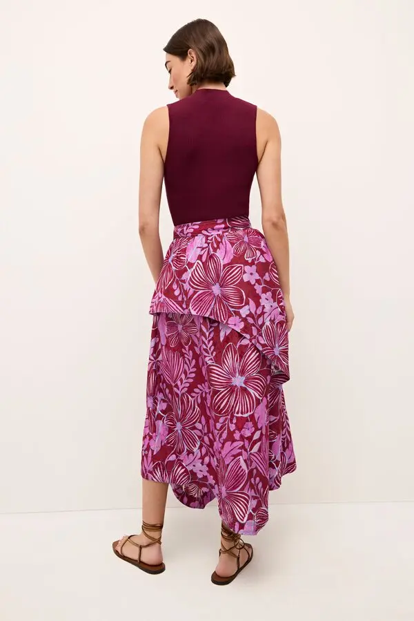 MARIE OLIVER Tilda Floral Handkerchief Hem Midi Skirt