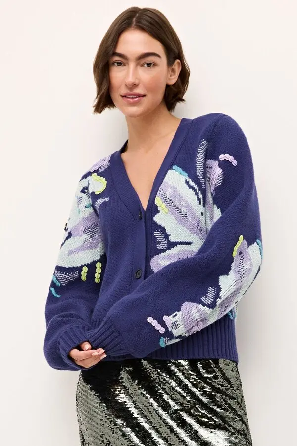 MARIE OLIVER Calister Cardigan - Heliotrope