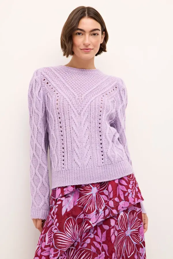 MARIE OLIVER Felicia Cable-knit Sweater - Lavender