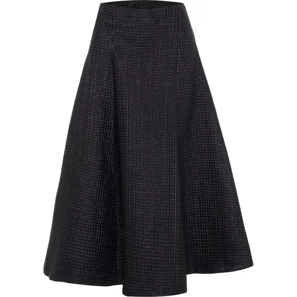 THEO THE LABEL Cleo Jacquard Fluted Midi Skirt