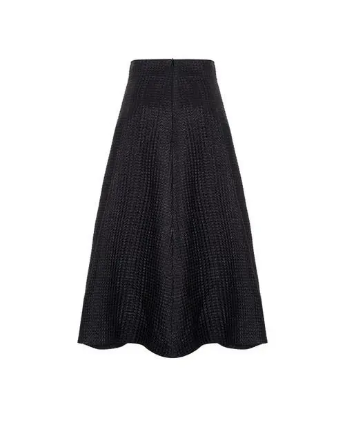 THEO THE LABEL Cleo Jacquard Fluted Midi Skirt