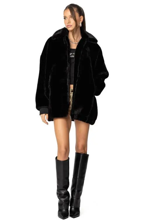 EDIKTED Taylor Oversize Faux Fur Jacket