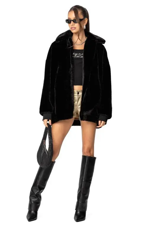EDIKTED Taylor Oversize Faux Fur Jacket