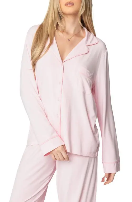 EDIKTED Jeanette Button-up Pajama Top - Light-pink