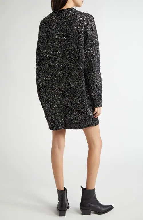 GOLDEN GOOSE Sequin Wool Blend Oversized Sweater Dress