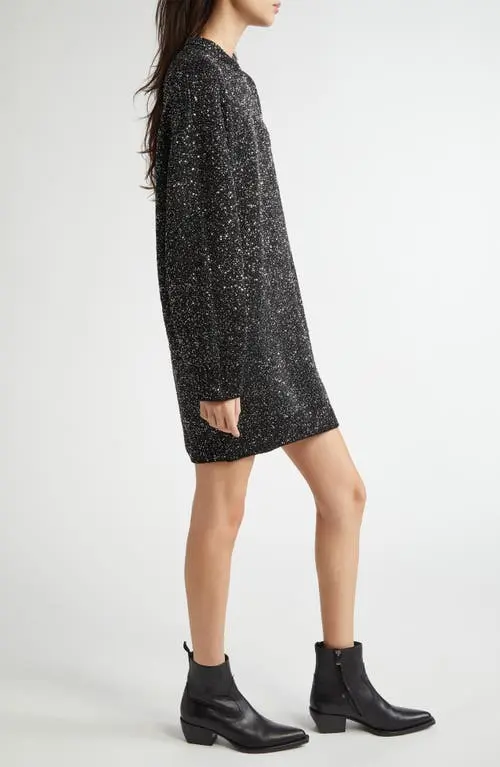 Golden Goose Sequin Wool Blend Oversized Sweater Dress - Black |  Editorialist