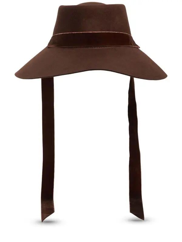 NEW LACK OF COLOR paloma midi sun hat in ebony Paloma Midi - Ebony Felt – Van De Vort main image 3