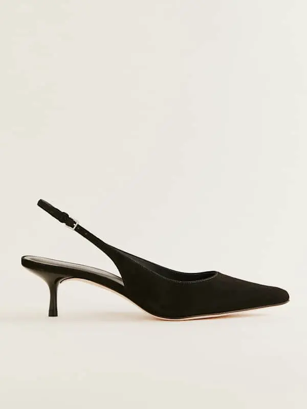 REFORMATION Wrenley Heeled Slingback - Black Suede