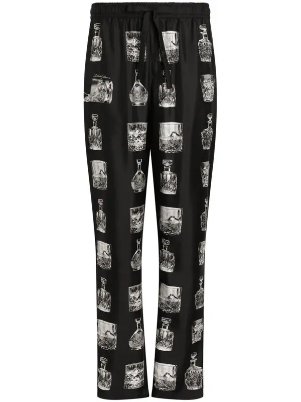 Dolce & Gabbana Whisky-print Pajama Pants - Black