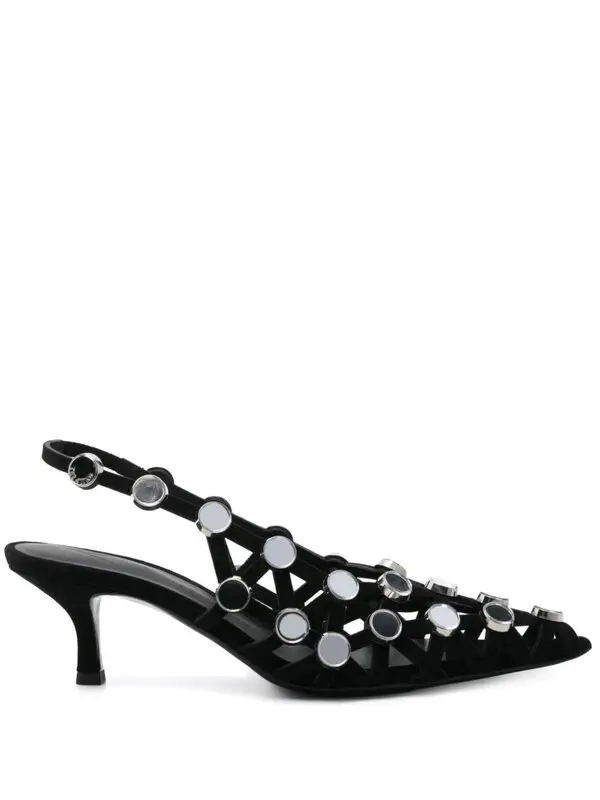 Attico 50mm Grid Slingback Pumps - Black