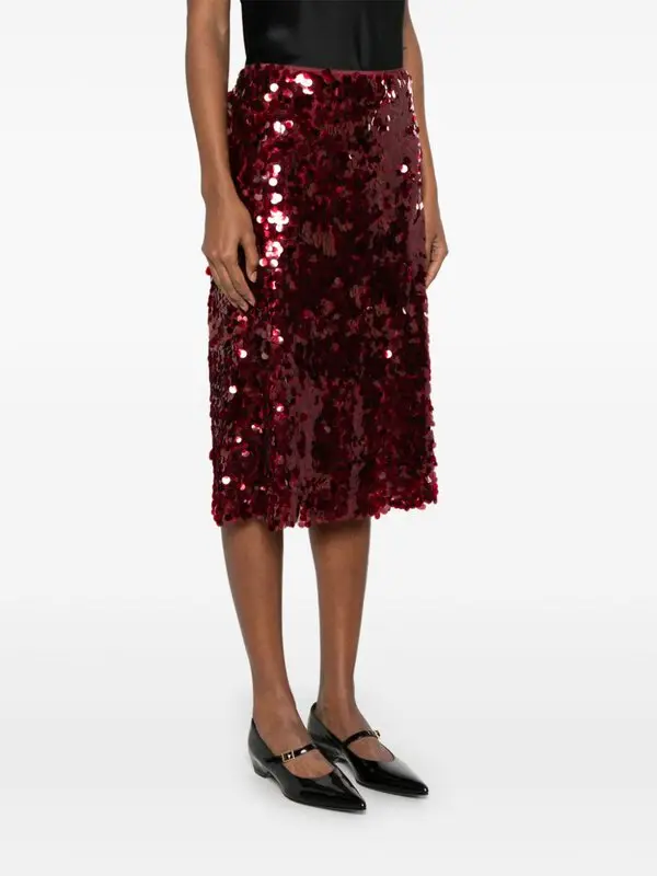 Vince Paillette Bias Midi Skirt - Red