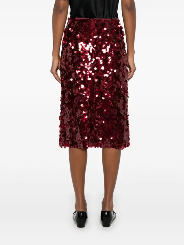 Vince Paillette Bias Midi Skirt - Red