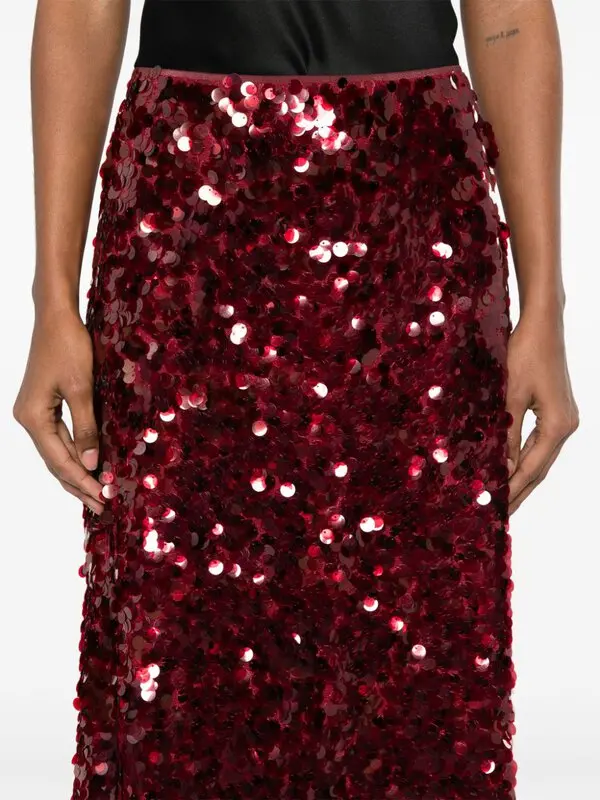 Vince Paillette Bias Midi Skirt - Red