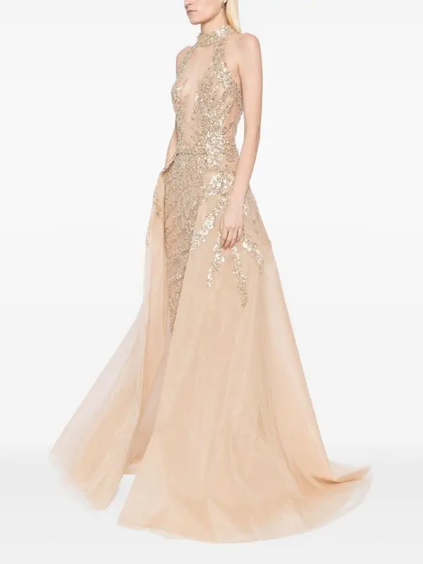 SAIID KOBEISY Beaded Halterneck Gown