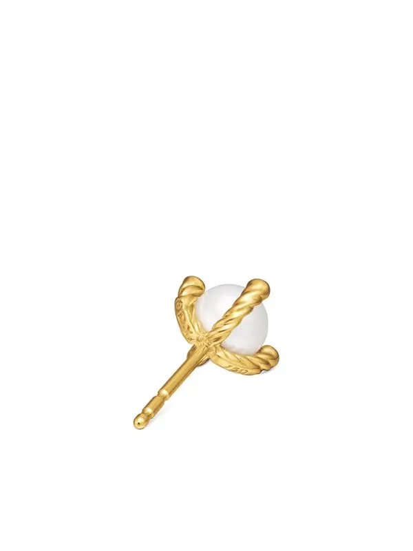 David Yurman 18k Yellow Pearl, And Diamond Stud Earrings